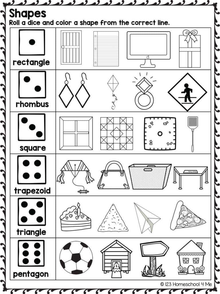FREE Printable Shape Tracing & Recognition Worksheets for Kindergarten