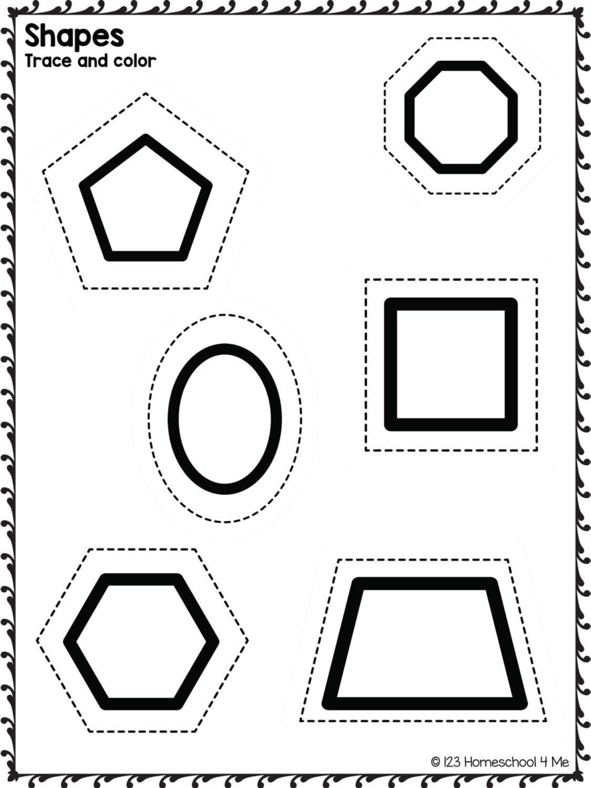 FREE Printable Shape Tracing & Recognition Worksheets for Kindergarten
