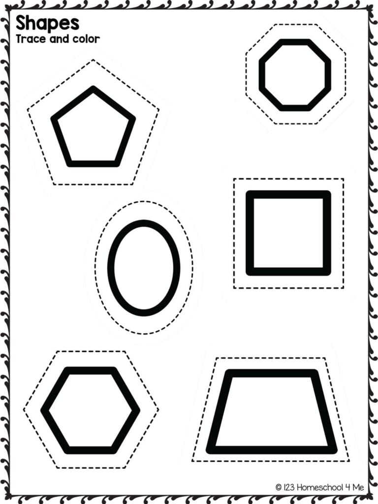 FREE Printable Shape Tracing & Recognition Worksheets for Kindergarten