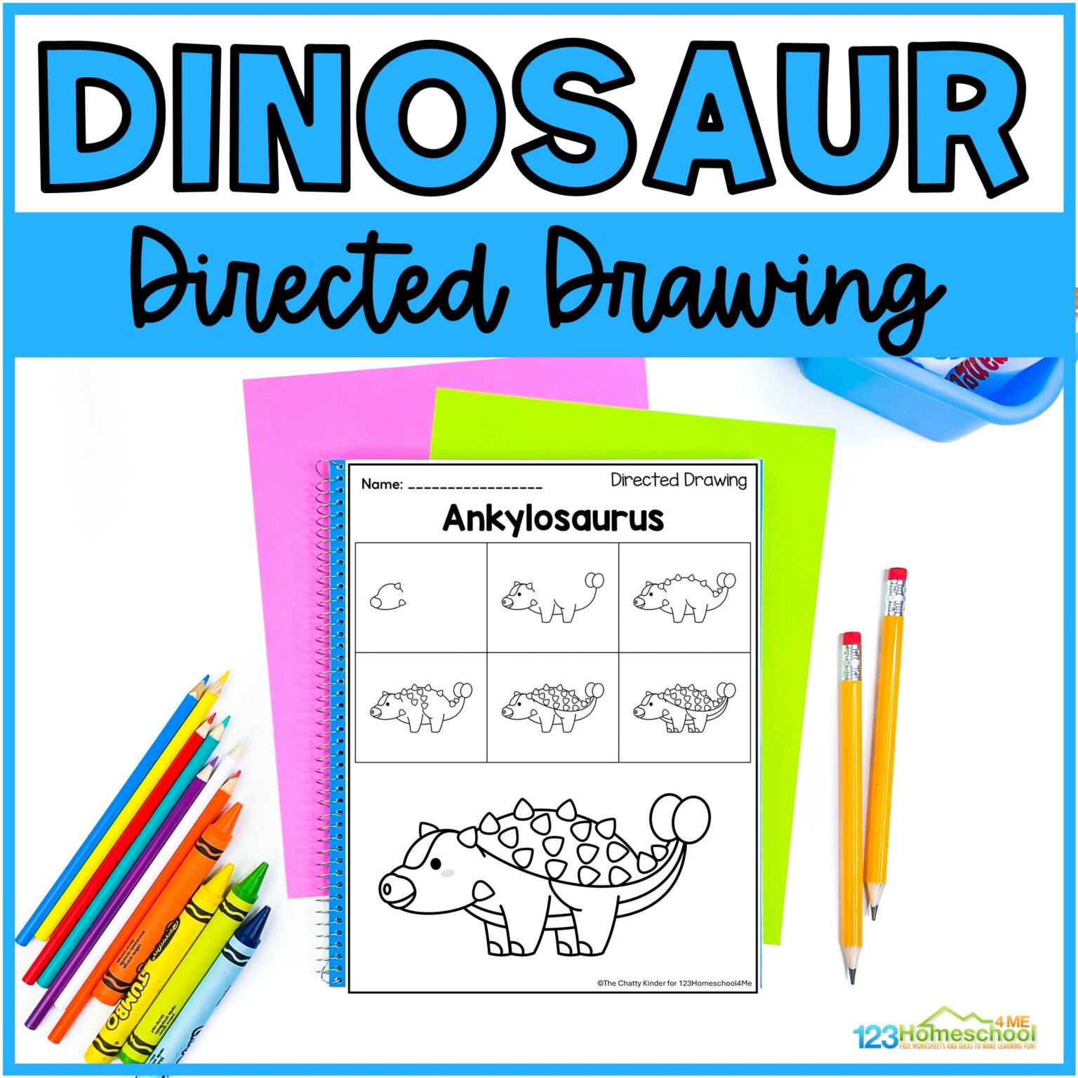 🦕 How to Draw a Dinosaur Step-by-Step: 12 Directed Drawing Worksheets