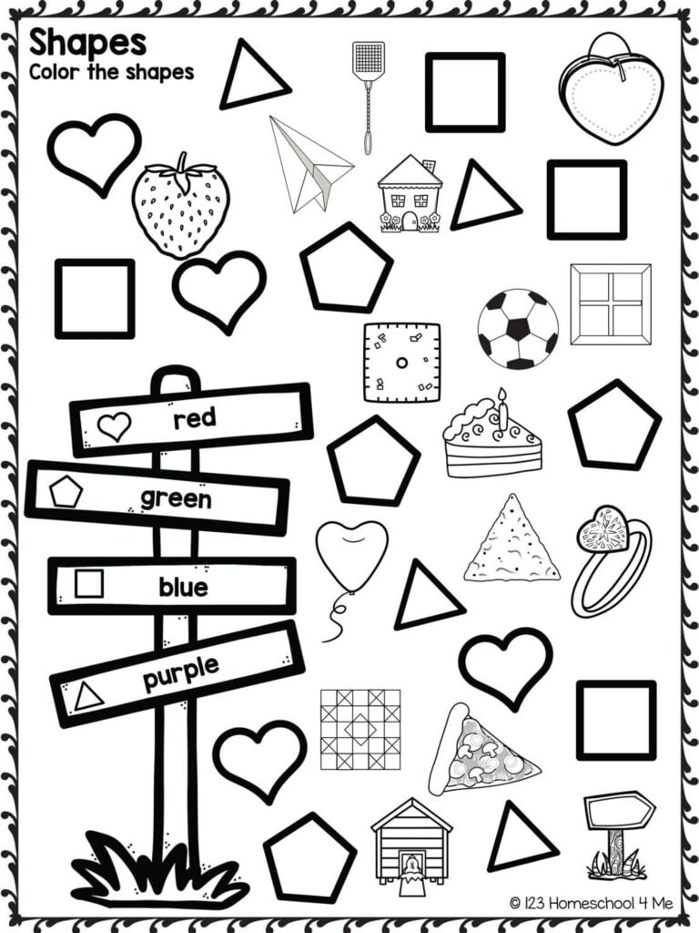 FREE Printable Shape Tracing & Recognition Worksheets for Kindergarten