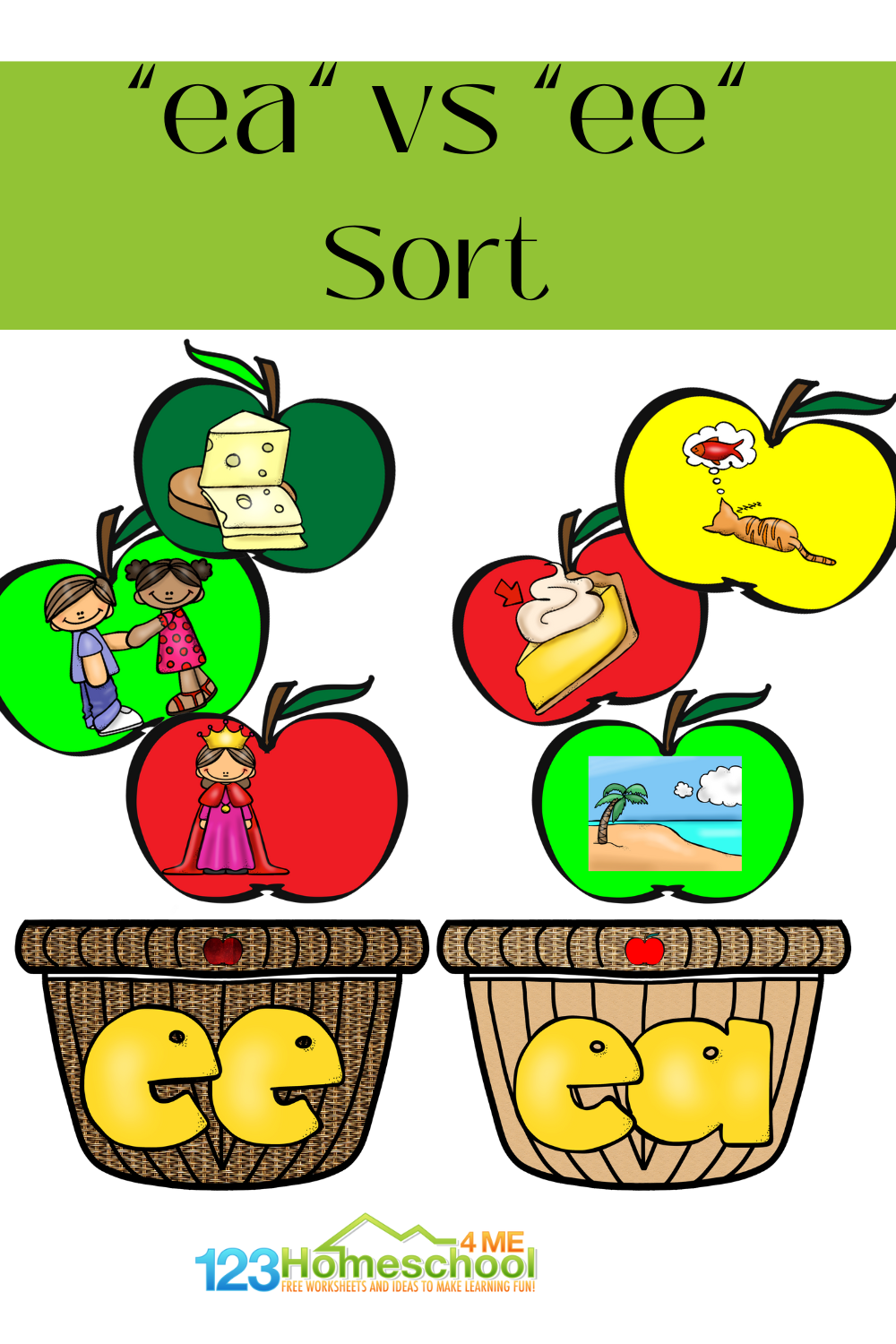 When to Use EE and EA Phonics Sorting Practice Activity