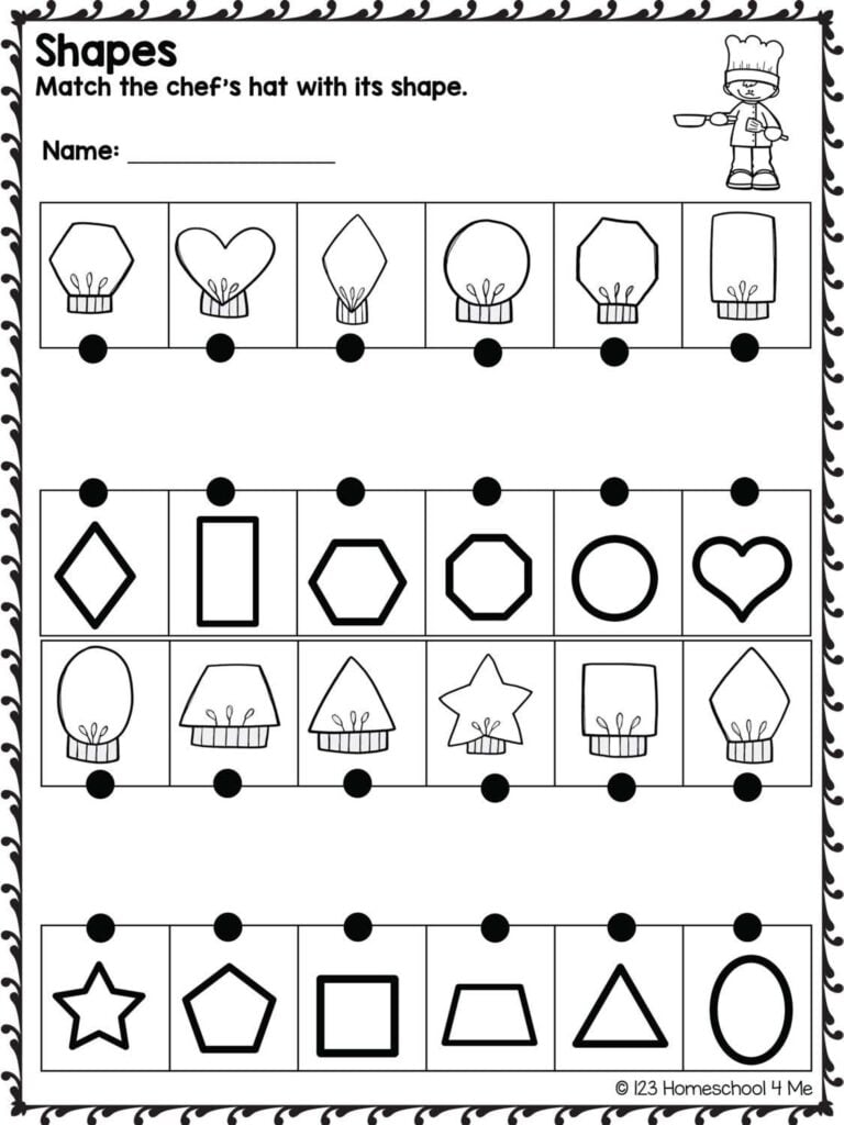 FREE Printable Shape Tracing & Recognition Worksheets for Kindergarten