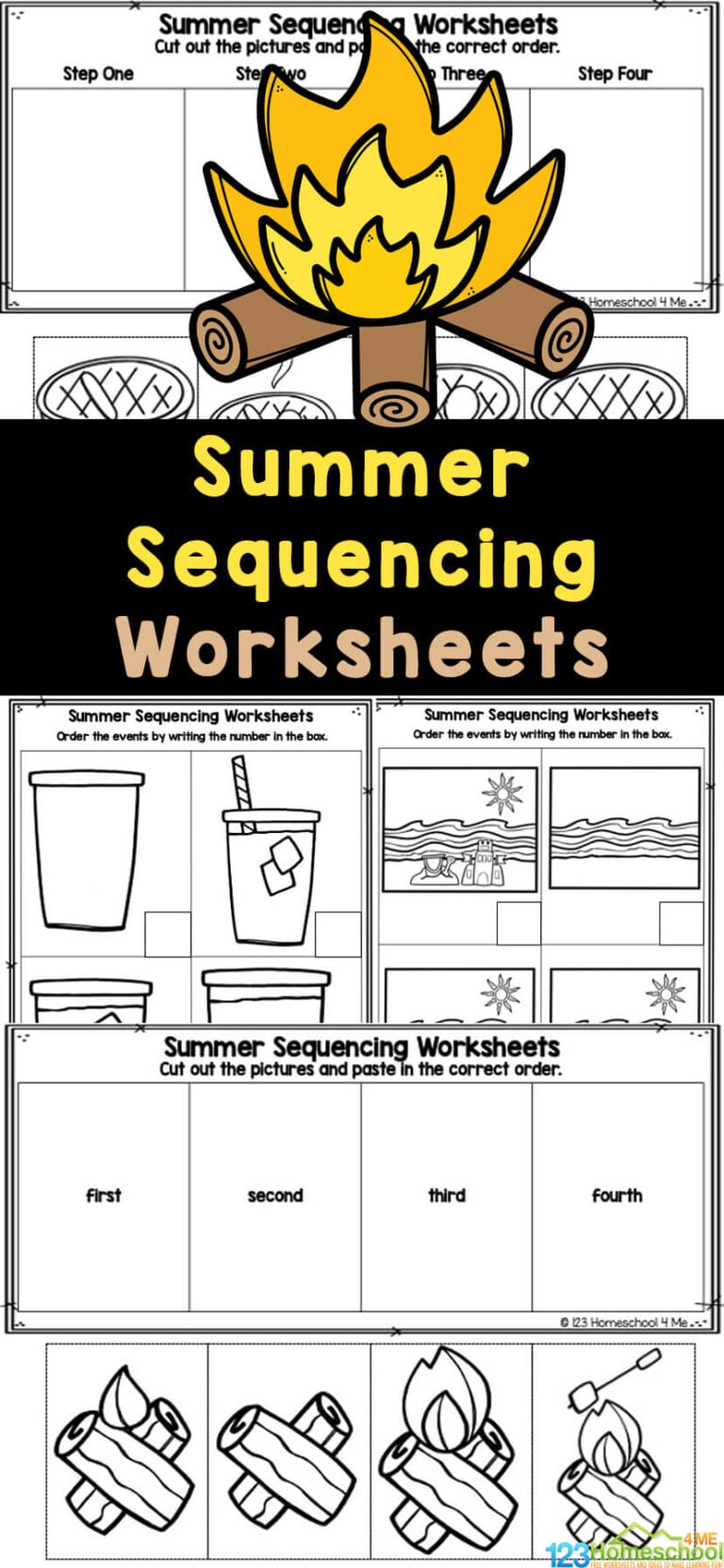 Summer Sequencing Worksheets for Preschoolers
