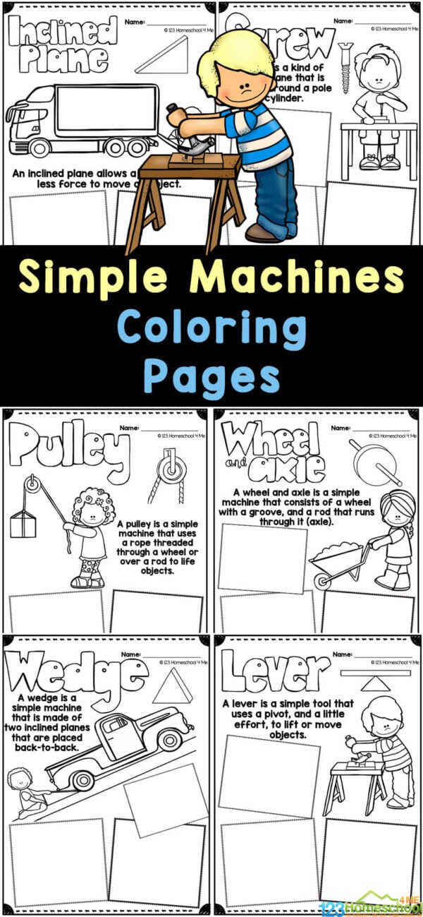 Simple Machines for Kids Coloring Pages Activities