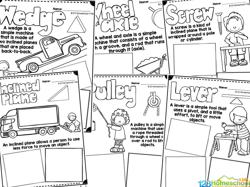 Simple Machines for Kids Coloring Pages Activities