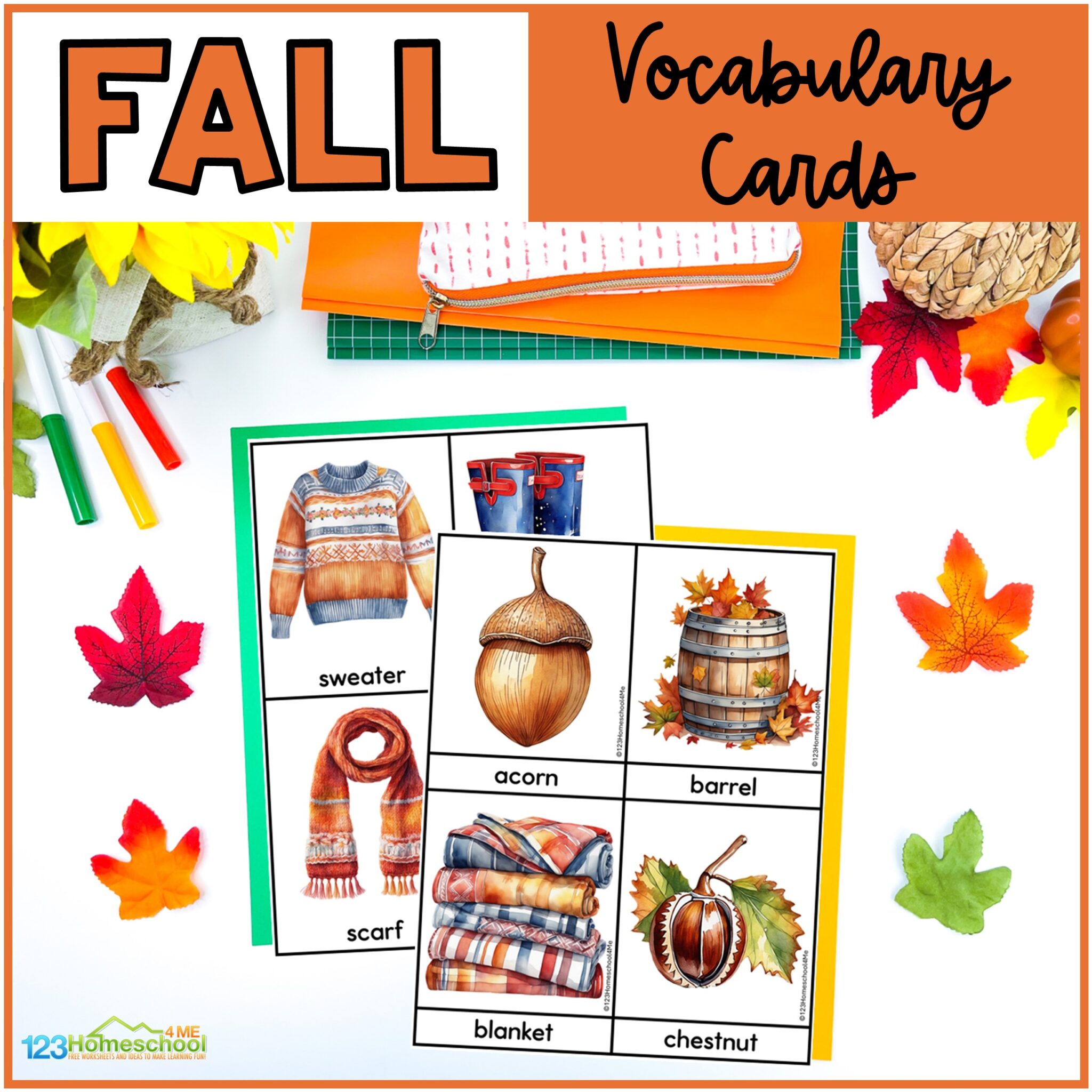 FREE Printable Autumn Vocabulary Flashcards plus Fun Ways to Use Them
