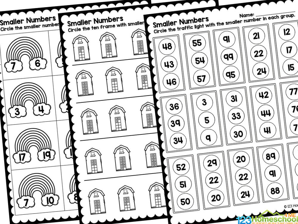 Circle the Smaller Number - Comparing Number Worksheets