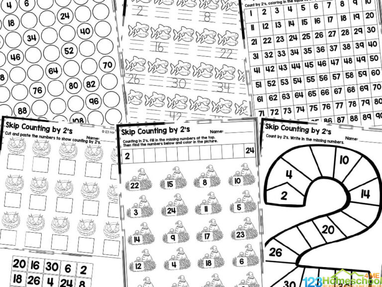 Skip Counting by 2 Worksheets
