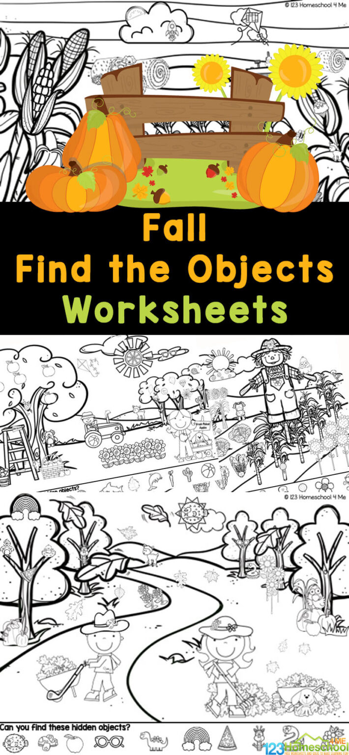 Fall Find the Objects - Hidden Pictures Printable Activity Sheets for Kids