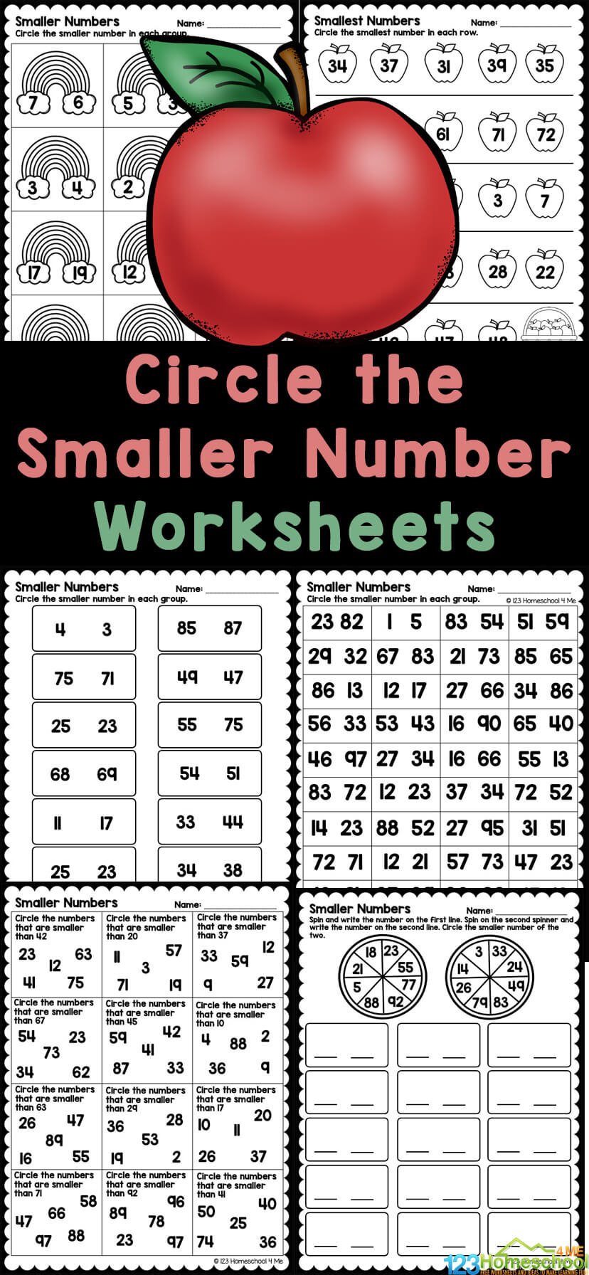 Circle the Smaller Number - Comparing Number Worksheets