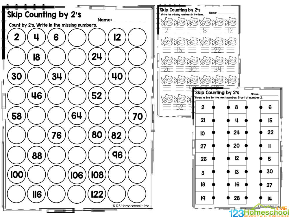 Skip Counting by 2 Worksheets