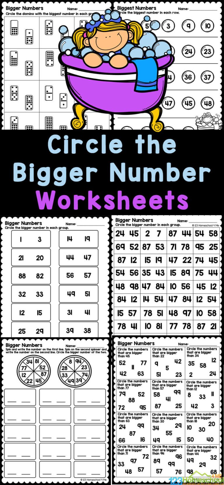Circle the Bigger Number - Comparing Numbers Worksheet
