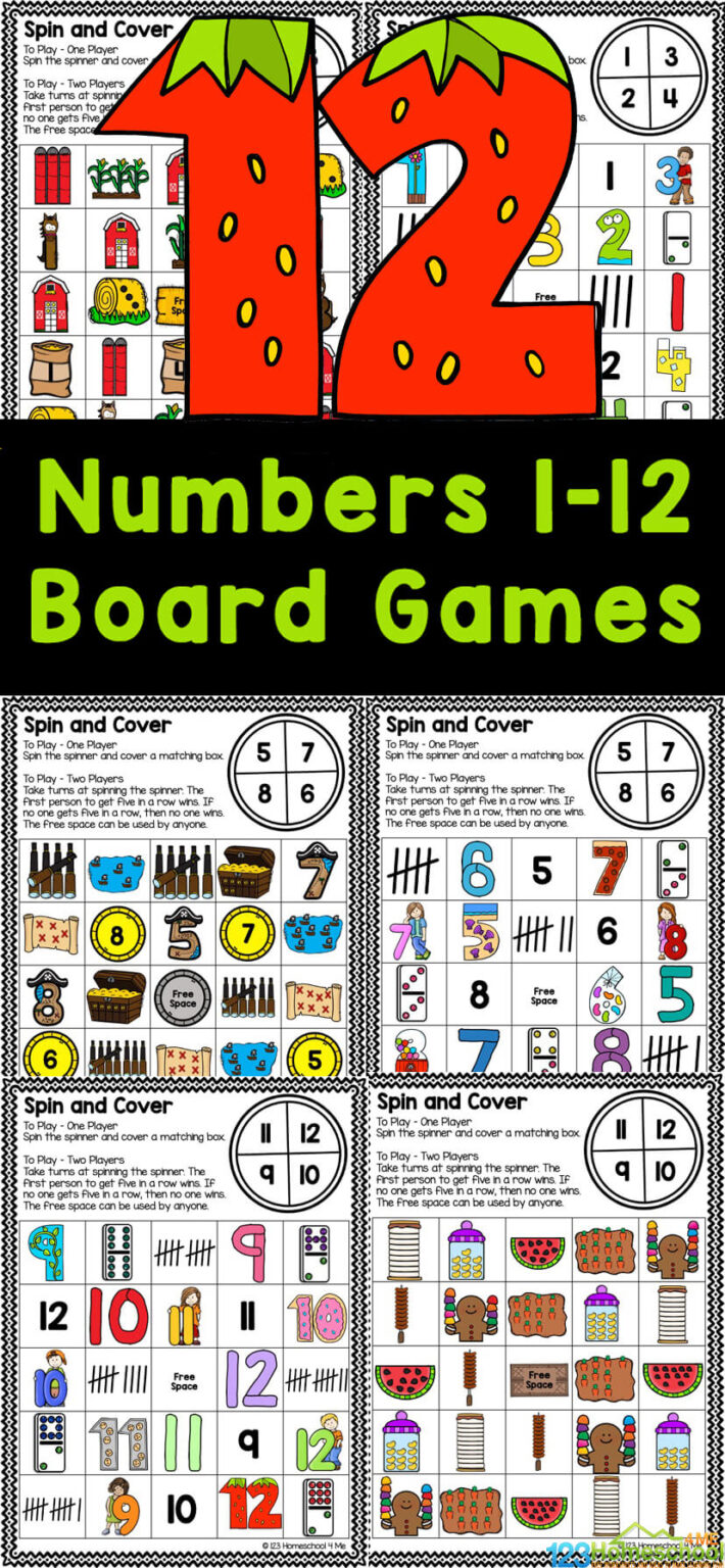 Preschool Number Games - Numbers 1 to 12 Board Games