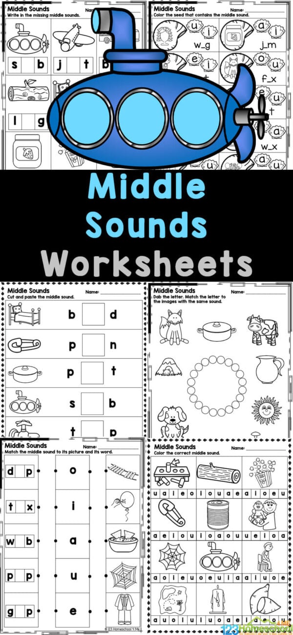 Kindergarten Middle Sound Worksheets - Working on Medial Sounds