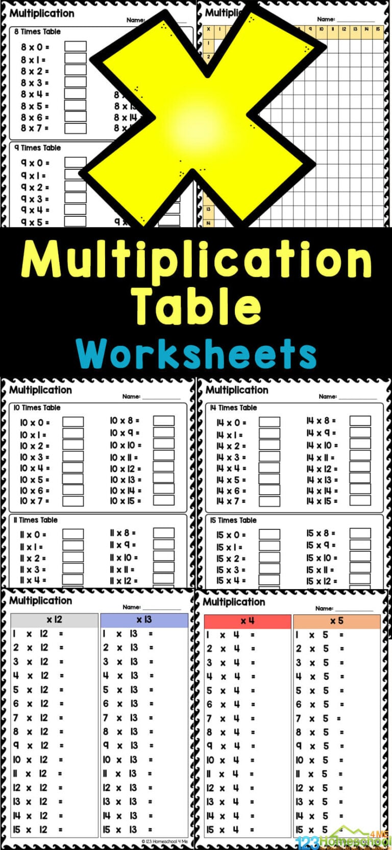 Multiplication Table Worksheets