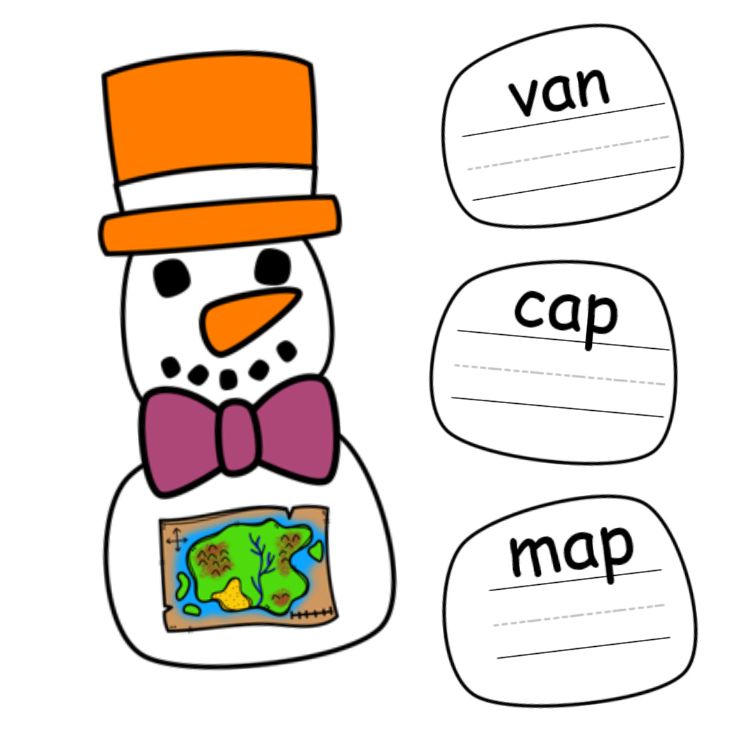Snowman Short A CVC Words Activity