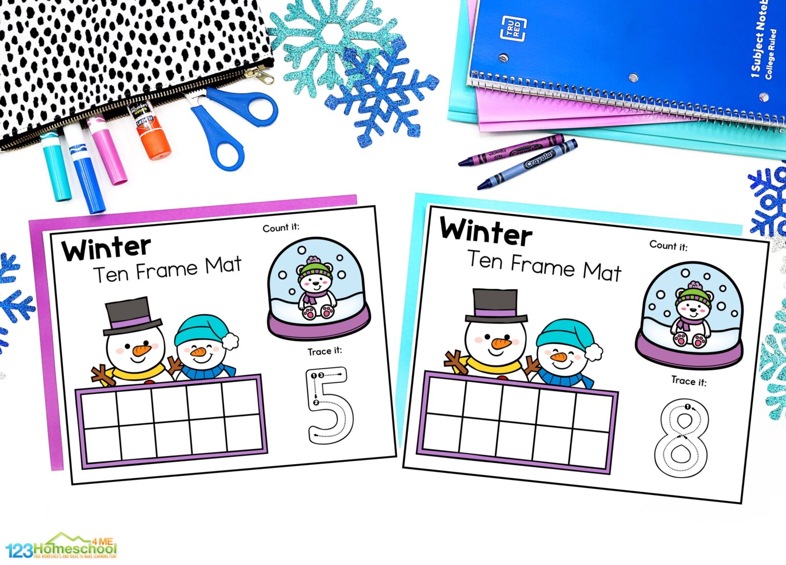 Ten Frame Games for Kindergarten: Winter Counting to 10