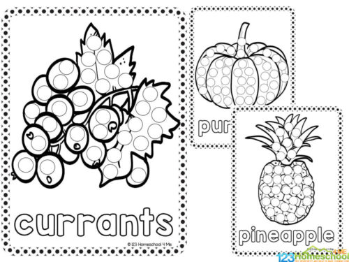 Fruit and Vegetable Dot Art Marker Free Preschool Printables