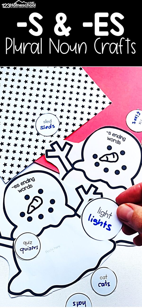 Snowman Plural Nouns Activity: s and es Words