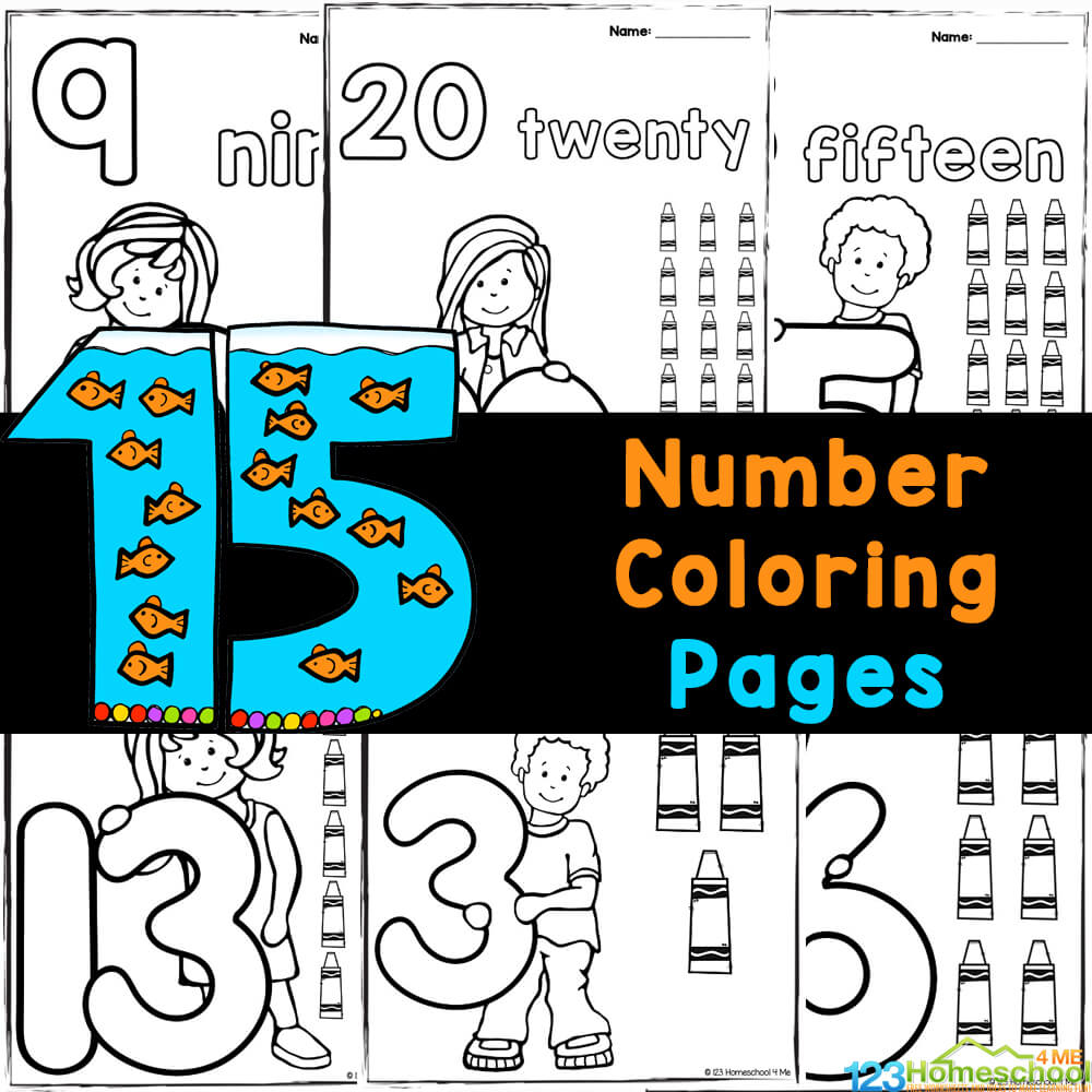 🖍️ Number Coloring Pages - Count and Color 1-20 Worksheets