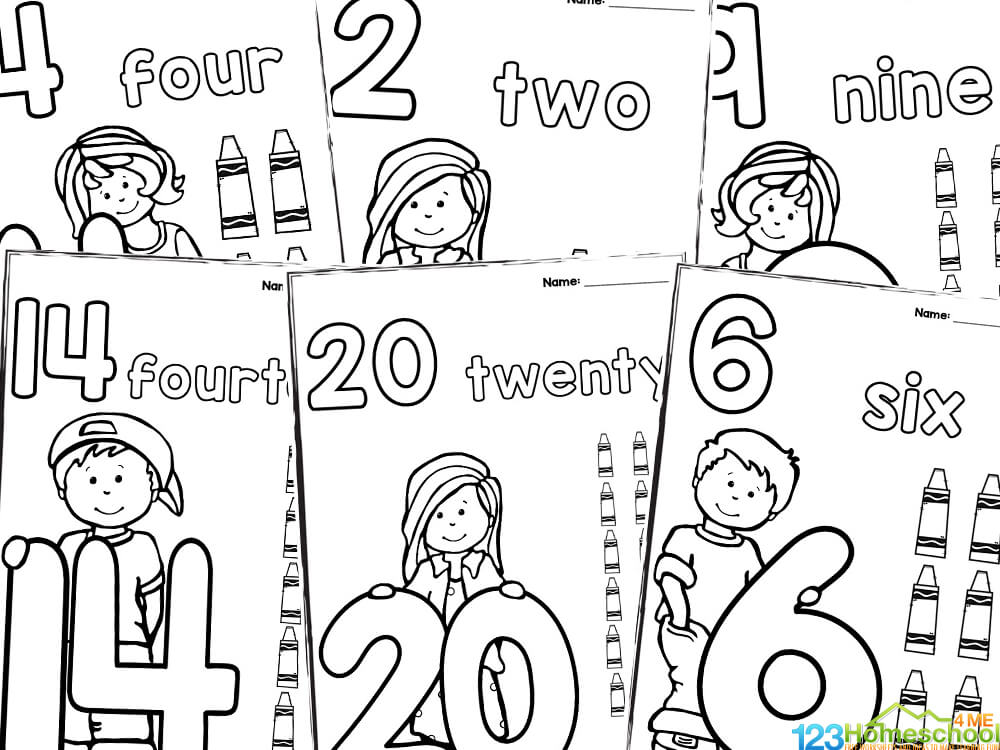 🖍️ Number Coloring Pages - Count and Color 1-20 Worksheets