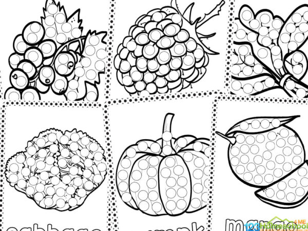 Fruit and Vegetable Dot Art Marker Free Preschool Printables
