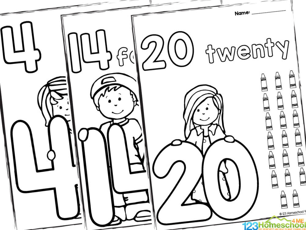 🖍️ Number Coloring Pages - Count and Color 1-20 Worksheets