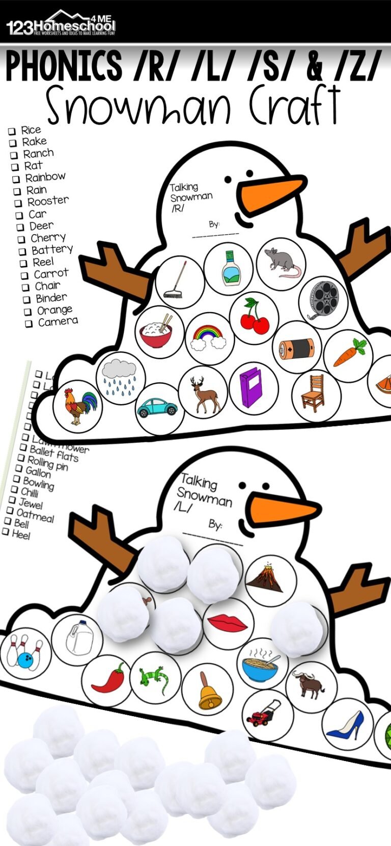 ☃️ Build a Snowman Phonics Activity for Kindergarten