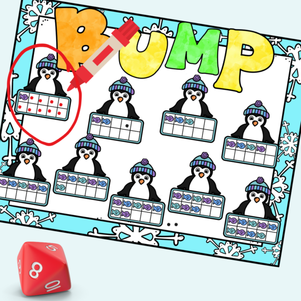 Easy Winter Ten Frame Math Game - Practice Getting to 10