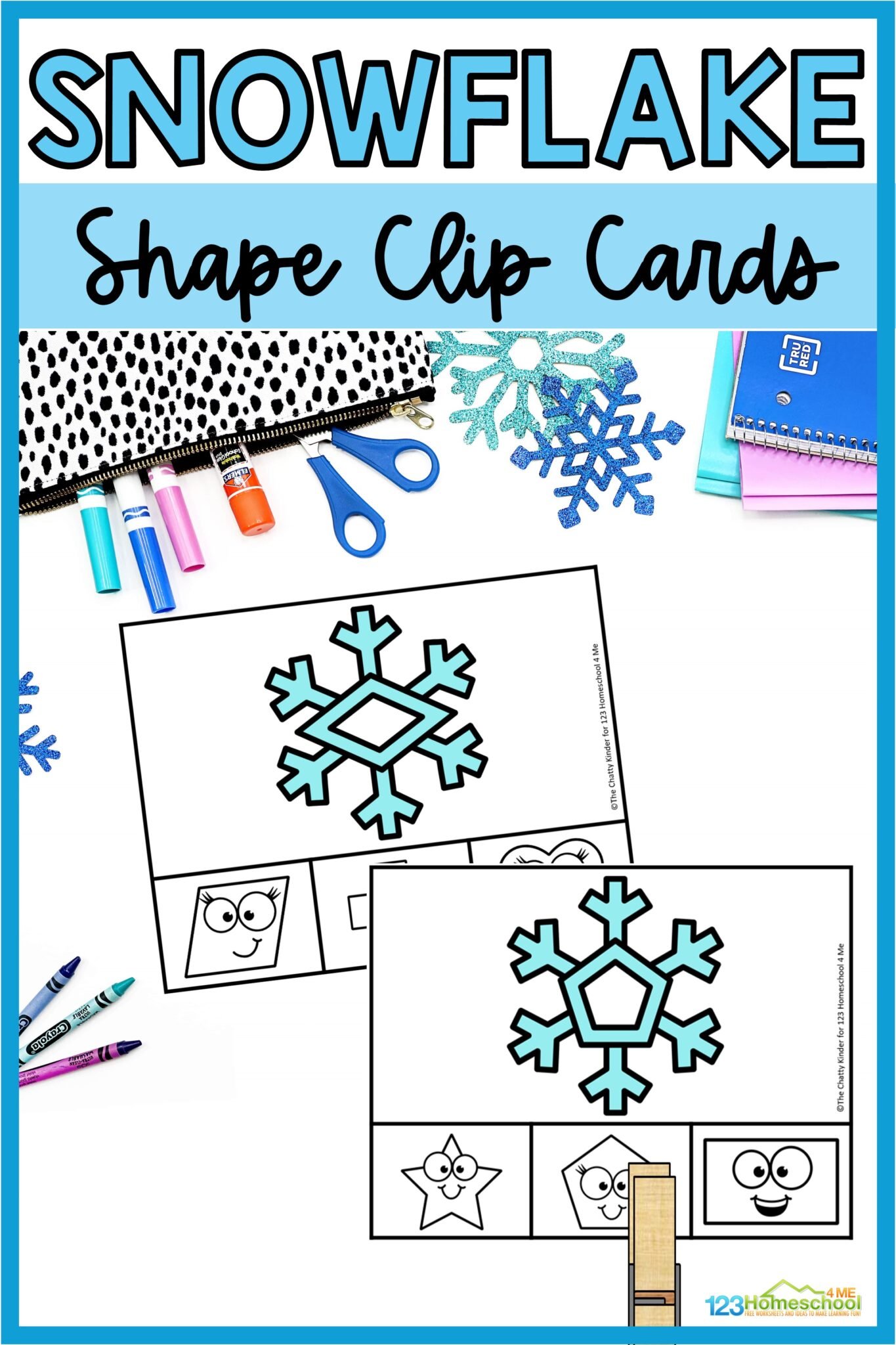 Printable Winter Snowflake Shape Activities for Preschoolers