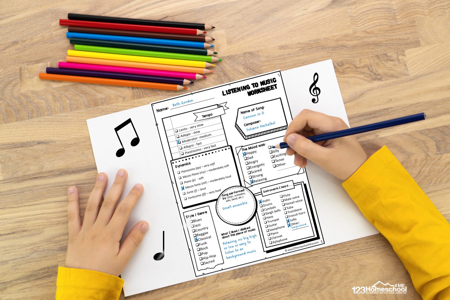 Music Listening Activity Worksheets
