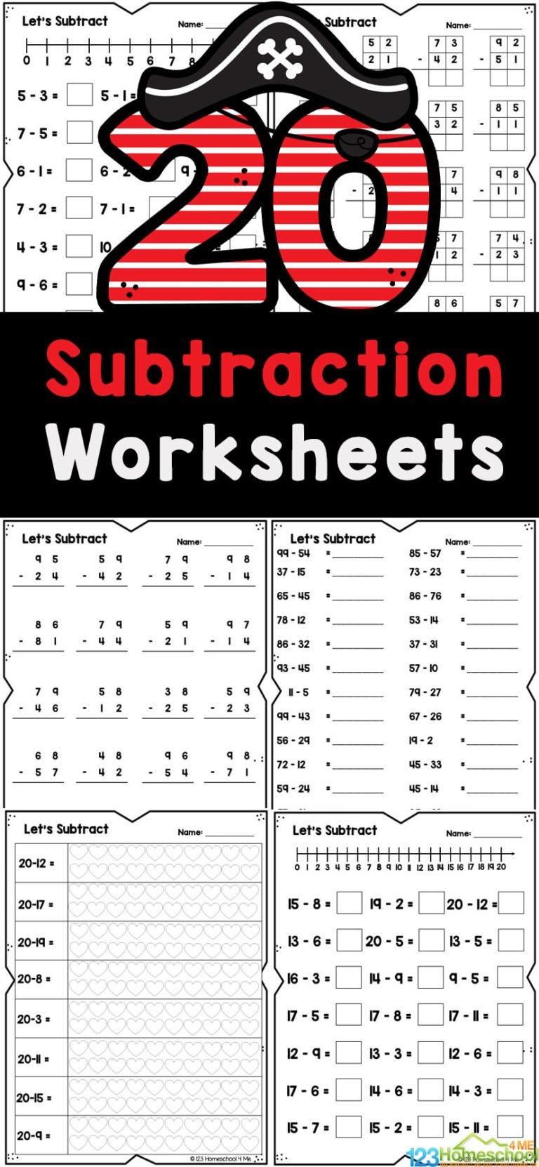 Two Digit Subtraction Worksheets - Subtract 2 Digit Numbers No Regrouping