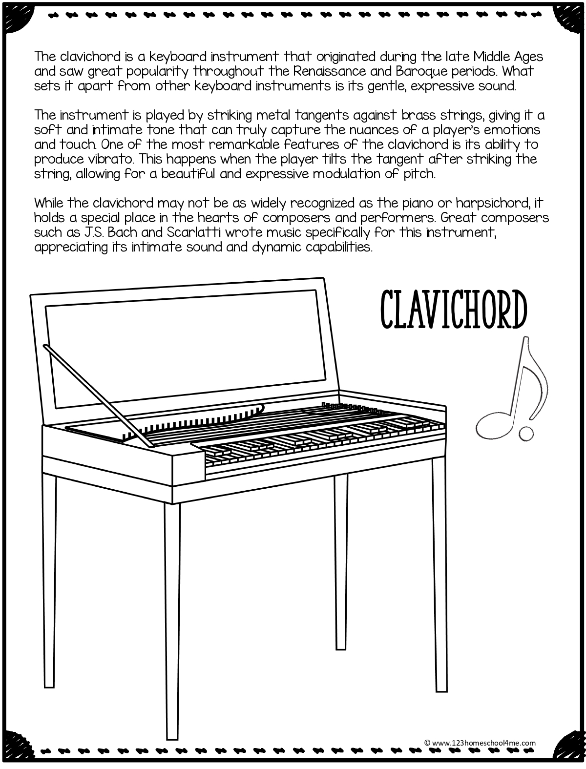 Keyboard Musical Instrument Coloring Pages - Piano, Organ