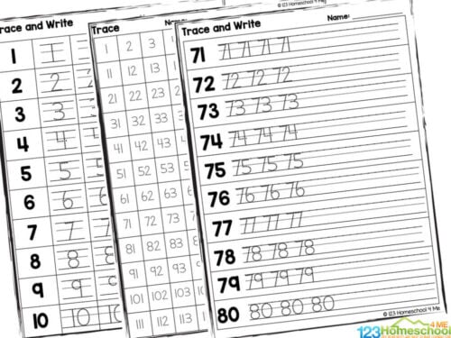 1-100 Number Tracing and Writing Worksheets pdf Free Download