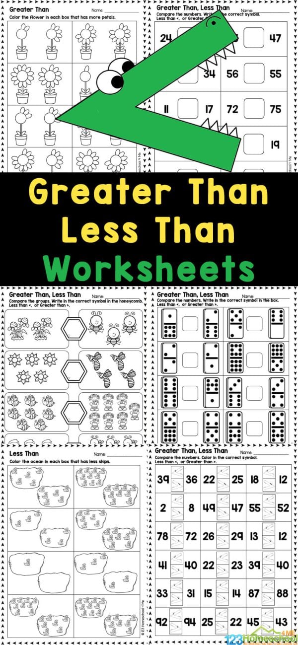 Free Printable Greater than, Less than Worksheets
