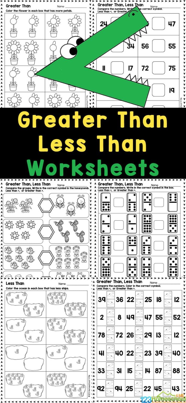 Free Printable Greater than, Less than Worksheets