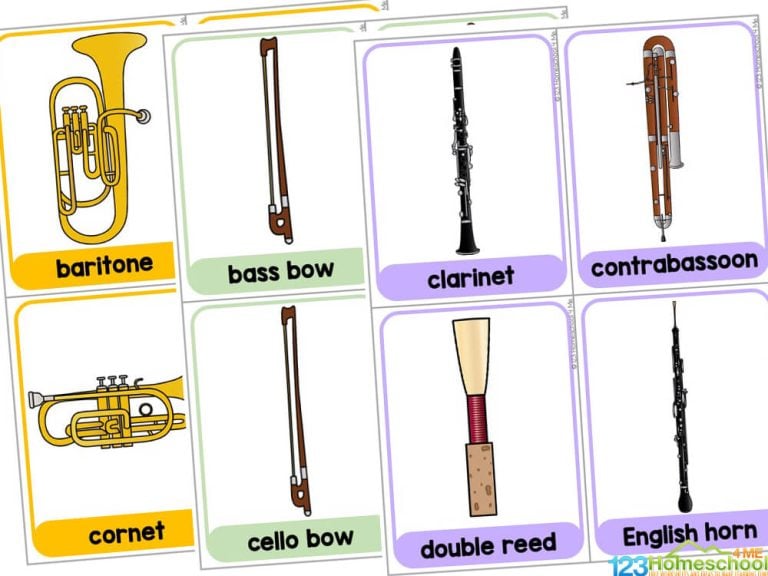 🎺 FREE Printable Musical Instruments Flash Cards for Kids