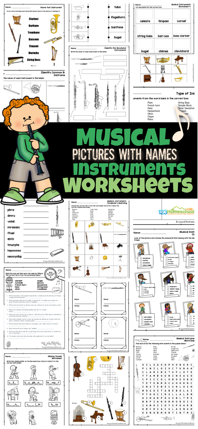 🎺 FREE Printable Musical Instruments Flash Cards for Kids