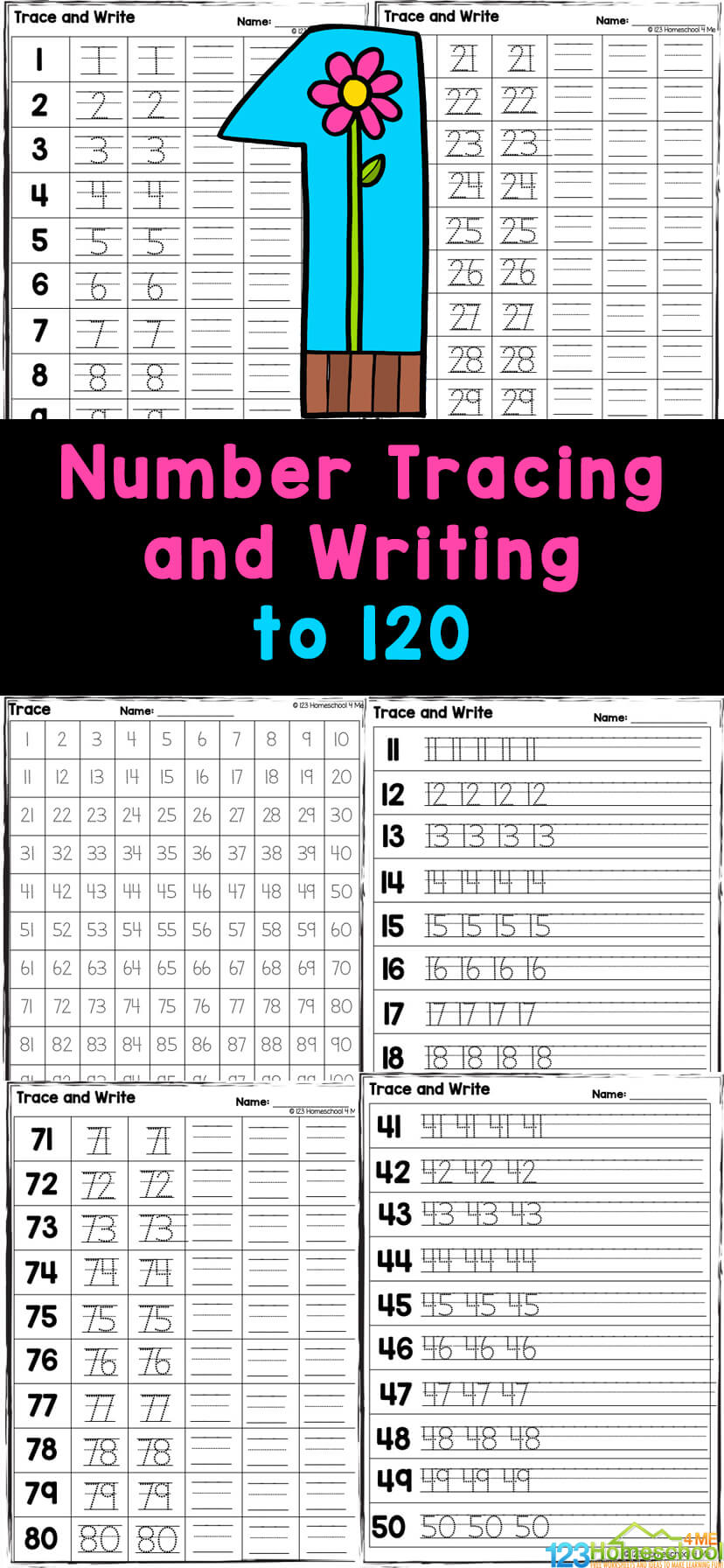 1-100 Number Tracing and Writing Worksheets pdf Free Download