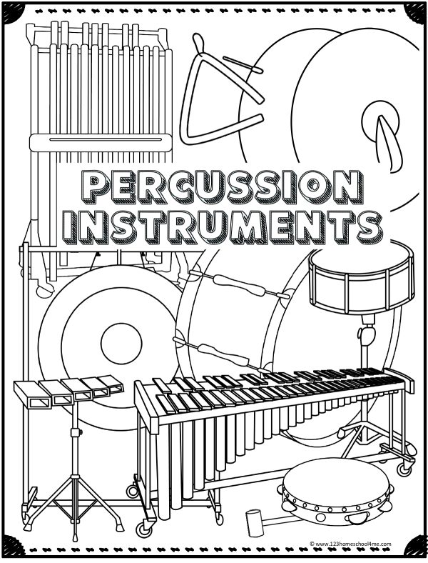 Percussion Musical Instruments for Kids Coloring Pages