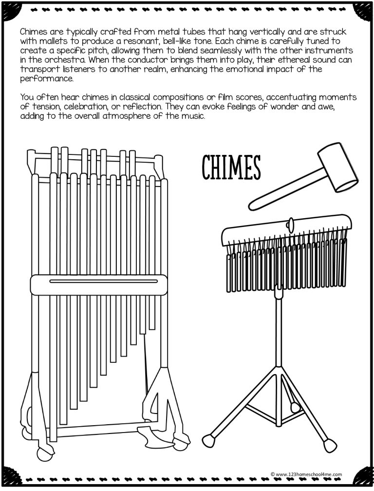 Percussion Musical Instruments for Kids Coloring Pages
