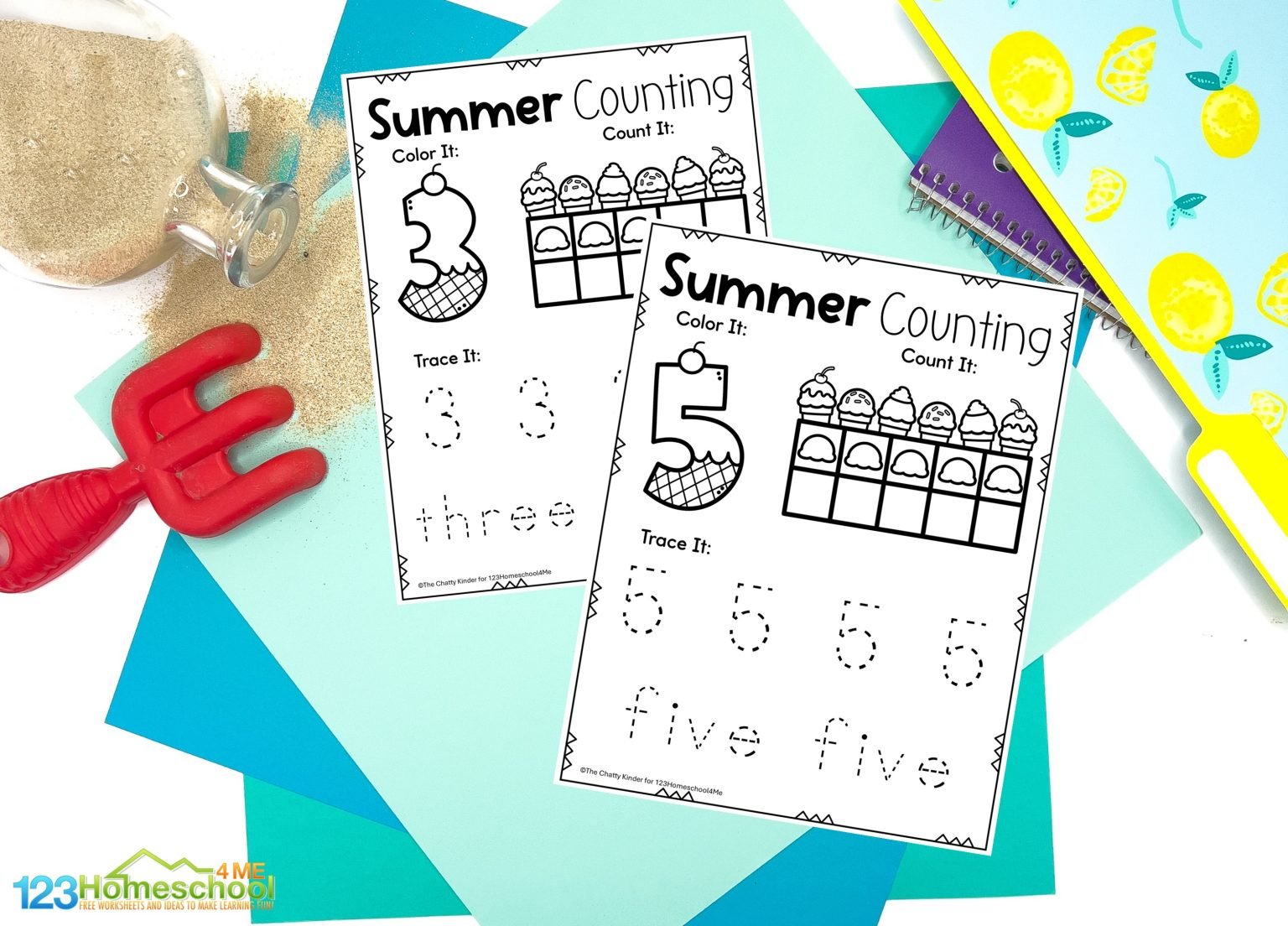 Free Summer Counting Numbers Worksheets