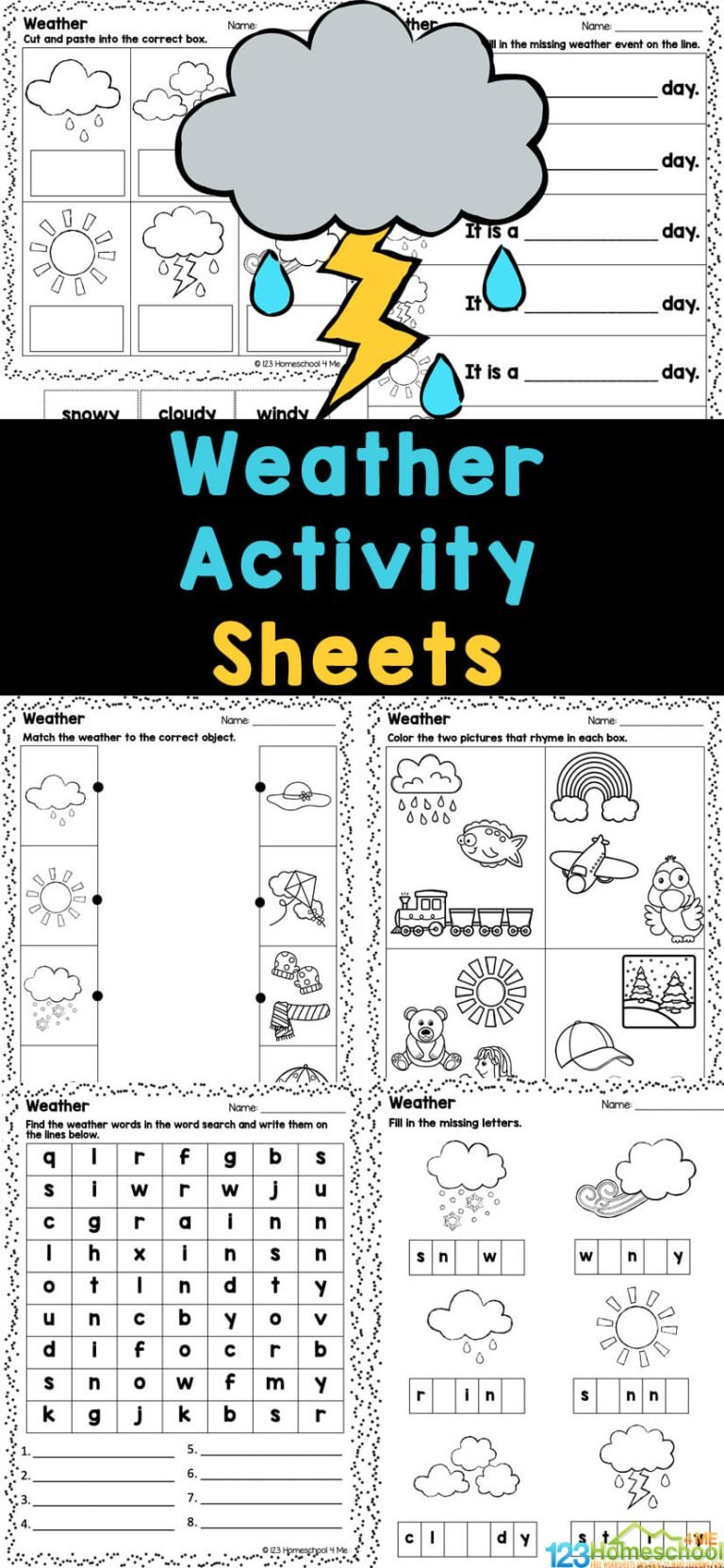 ⛈️ Free Kindergarten Weather Activity Sheets