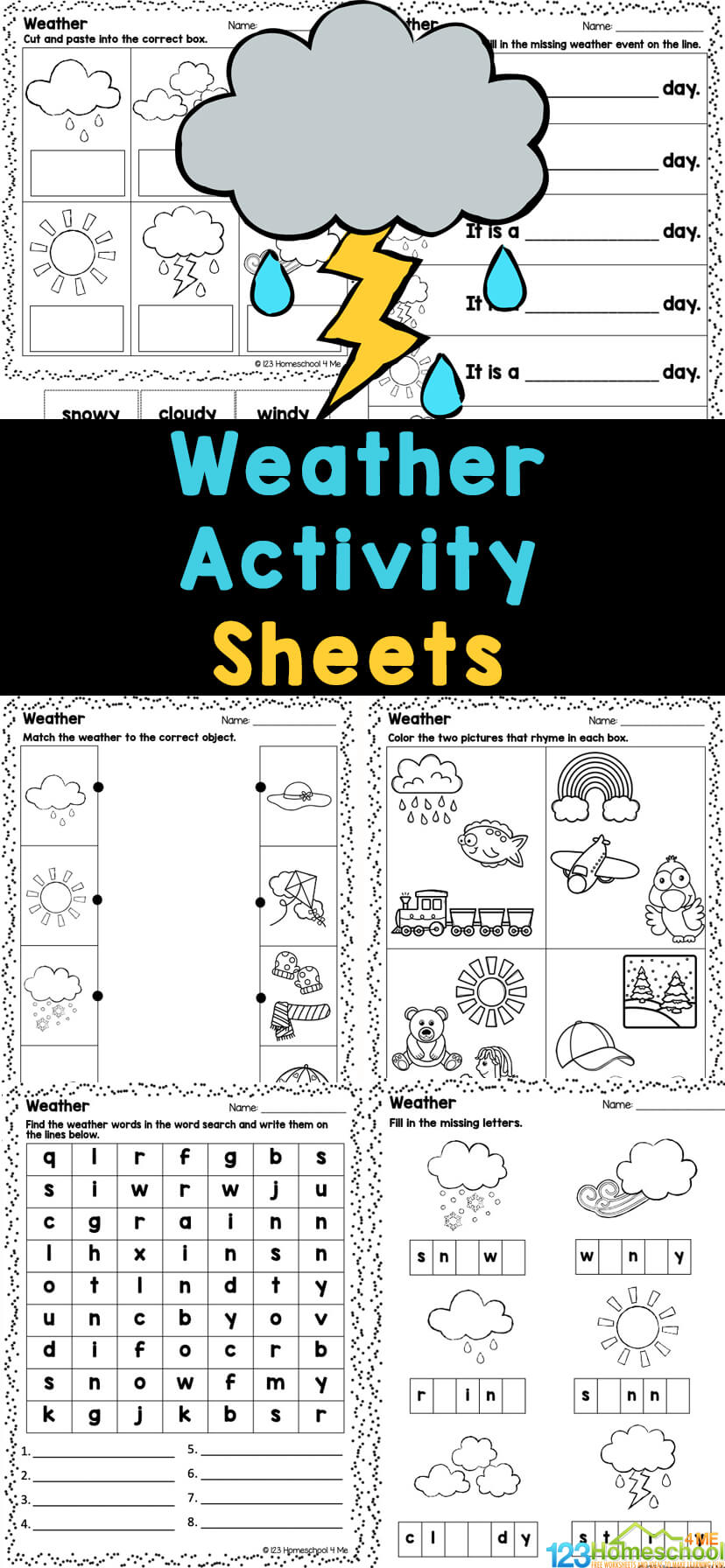 ⛈️ Free Kindergarten Weather Activity Sheets