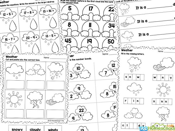⛈️ Free Kindergarten Weather Activity Sheets