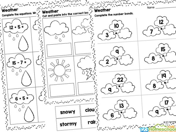 ⛈️ Free Kindergarten Weather Activity Sheets