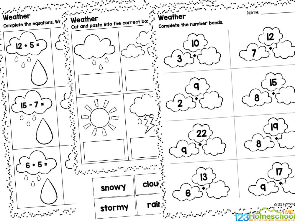 ⛈️ Free Kindergarten Weather Activity Sheets