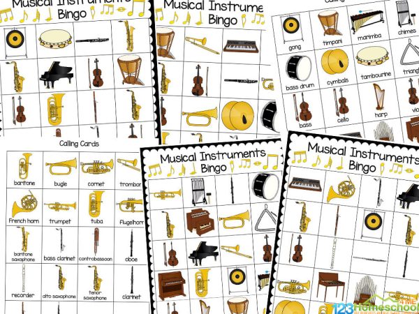 🎷 FREE Printable Musical Instruments BINGO Game