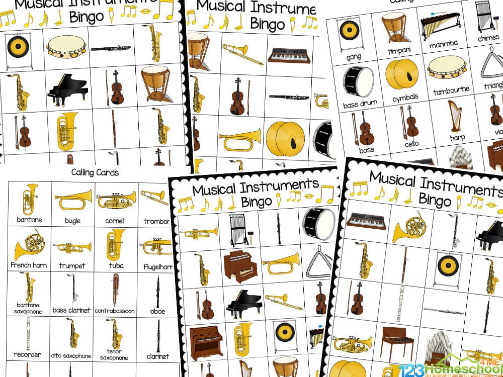 🎷 FREE Printable Musical Instruments BINGO Game